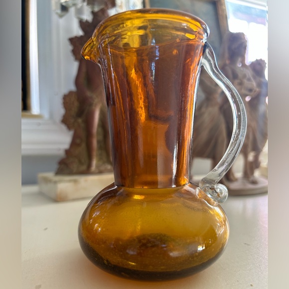 Vintage | Dining | Vintage Pilgrim Amber Art Glass Mini Pitcher Or ...